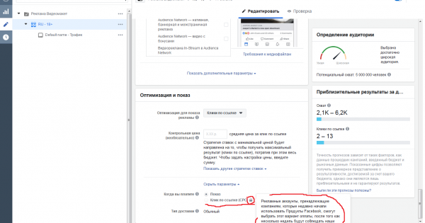 Ads manager - невозможно выбрать оплату за клик по ссылке CPC | DNative Ask